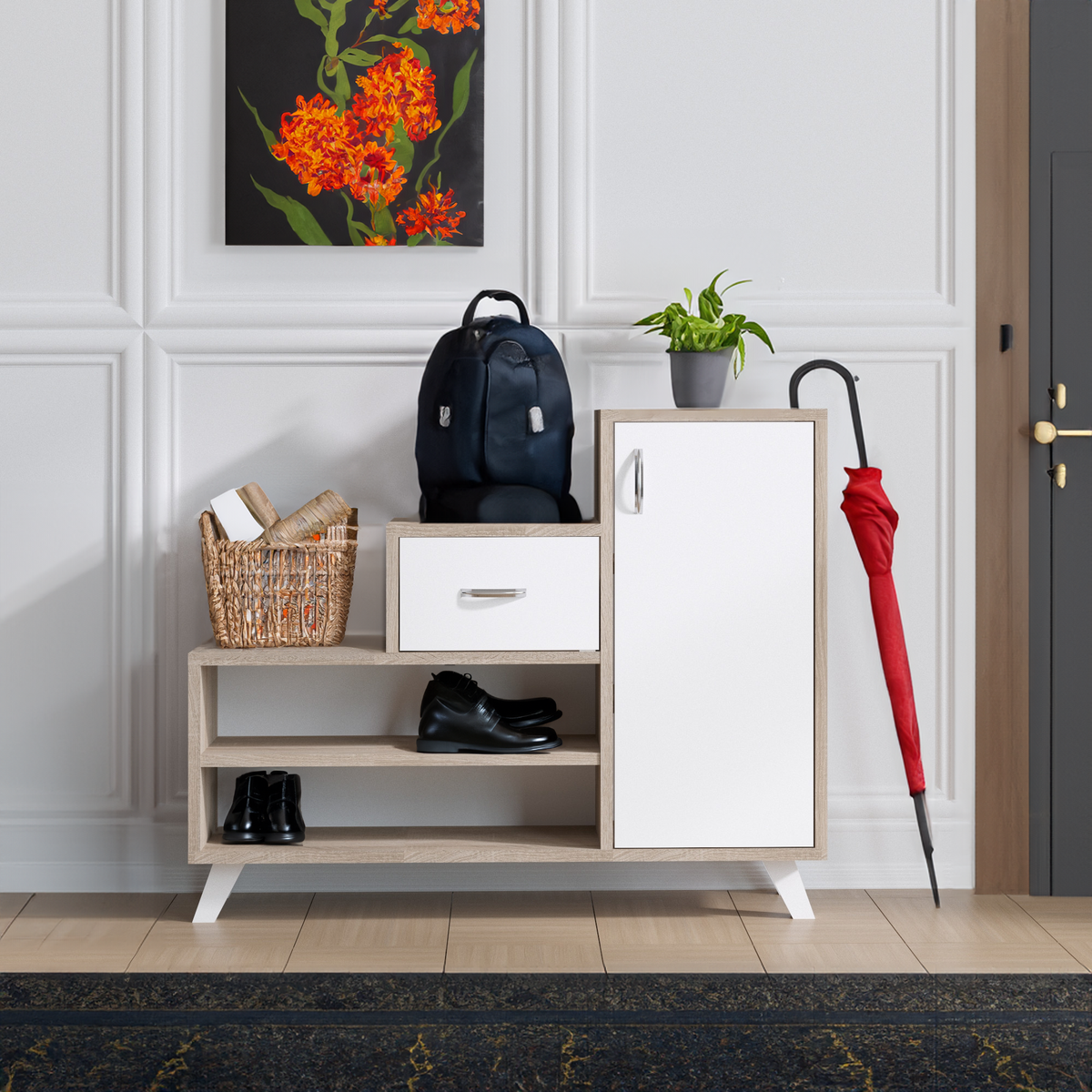 Aalborg 1 Drawer Ladder Shoe Storage Cabinet — Baglafecht
